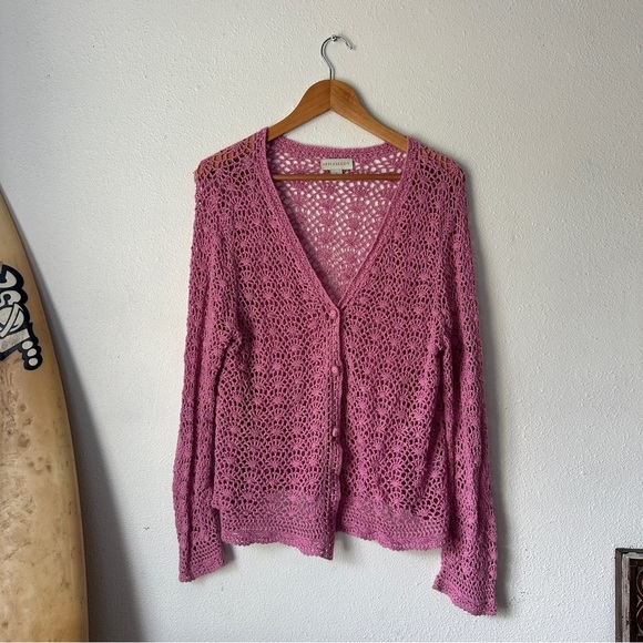 Appleseed's | Sweaters | Vintage Y2k Appleseeds Crochet Pink Vneck ...